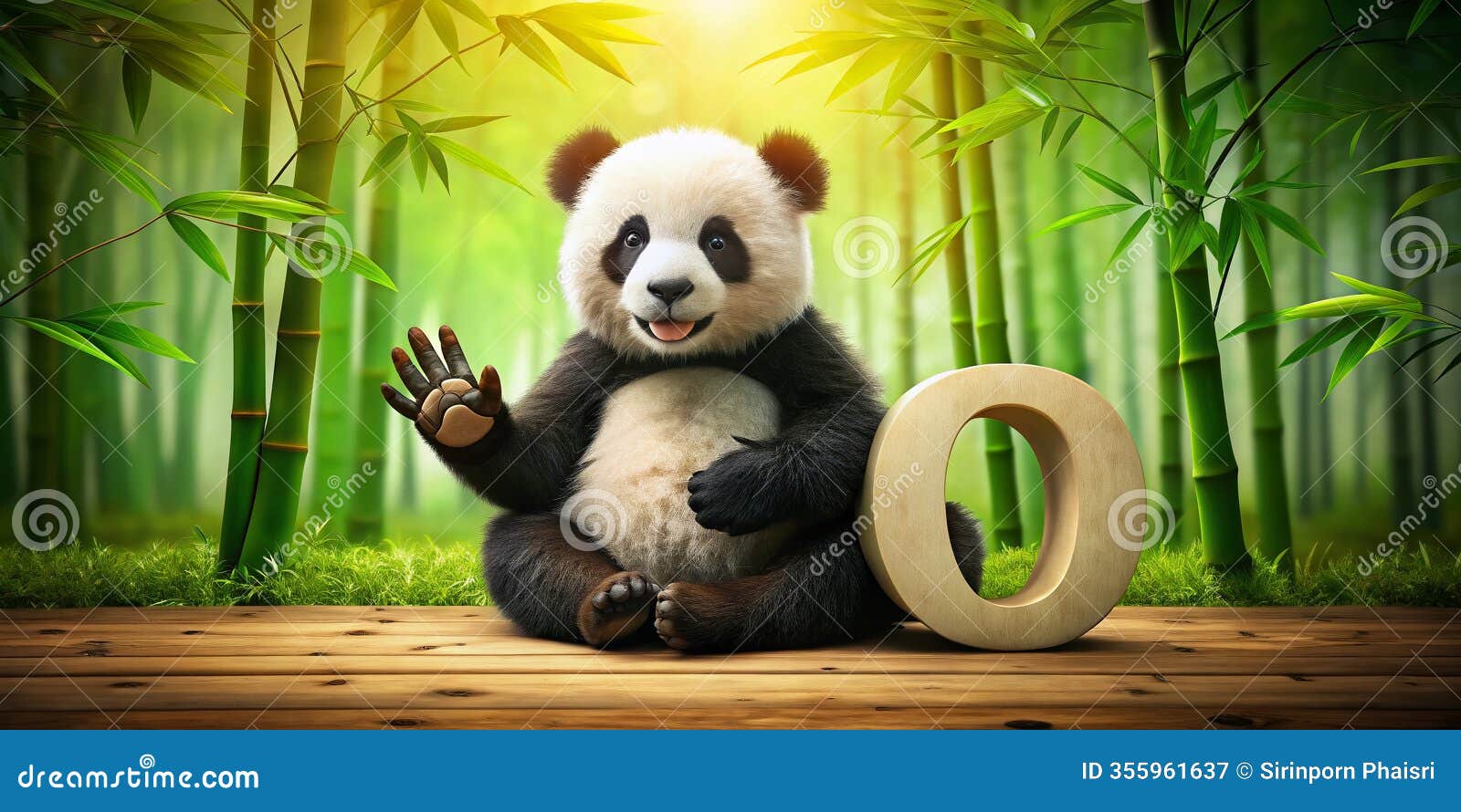 Introducing Early Math Concepts with a Charming Panda Cub Holding Zero ...
