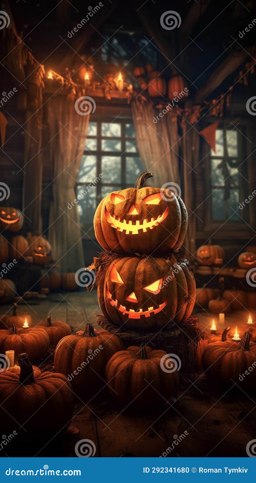 Halloween Studio Backdrop - Ghastly Graveyard Gloom Stock Illustration ...