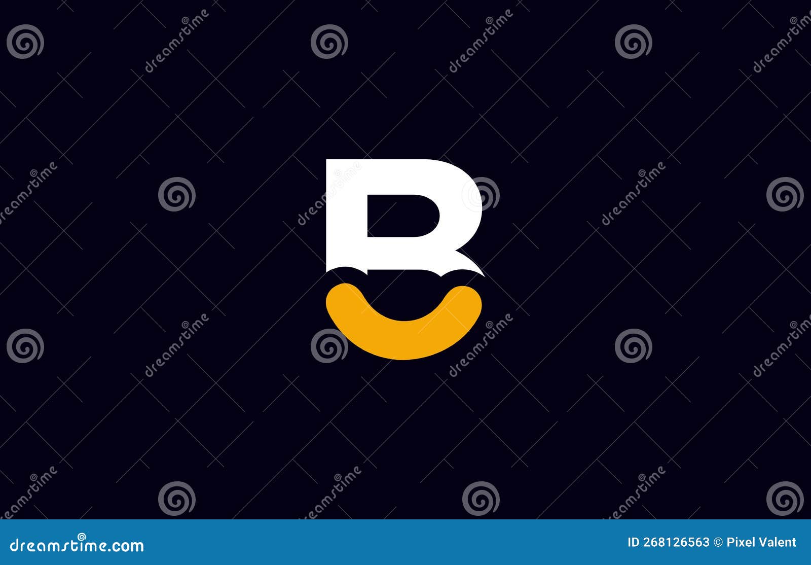 Initial B Letter Monogram Smile Logo Design Vector Template with Icon ...
