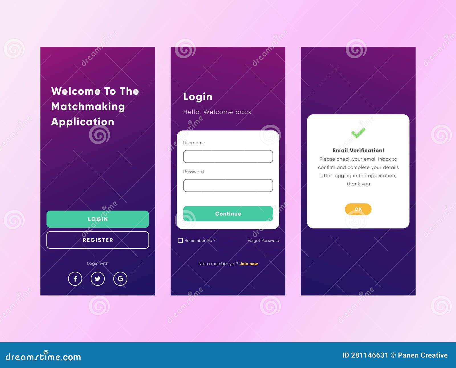 Login Dating App UI Design stock vector. Illustration of interface ...