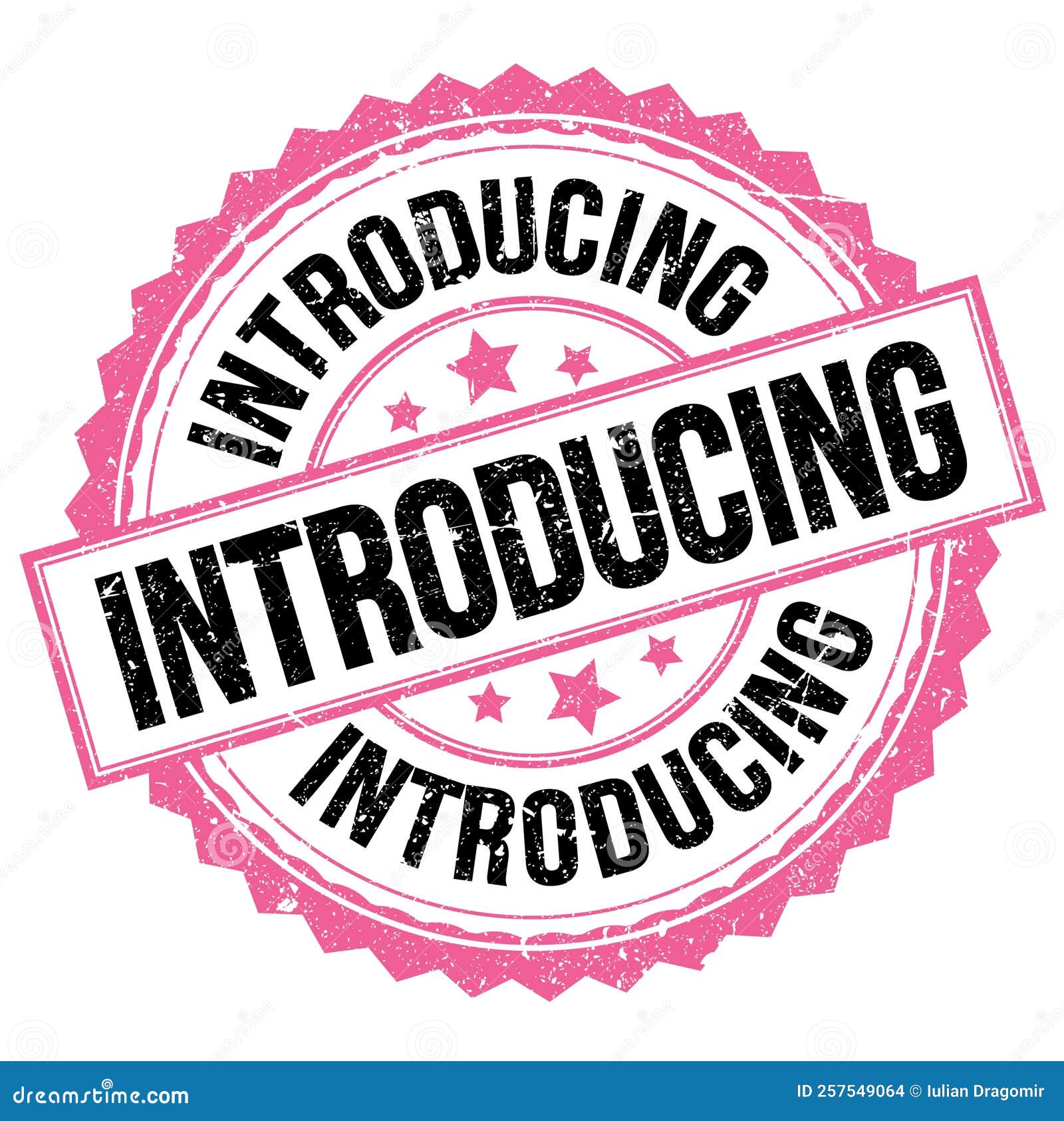 INTRODUCING Text on Pink-black Round Stamp Sign Stock Illustration ...