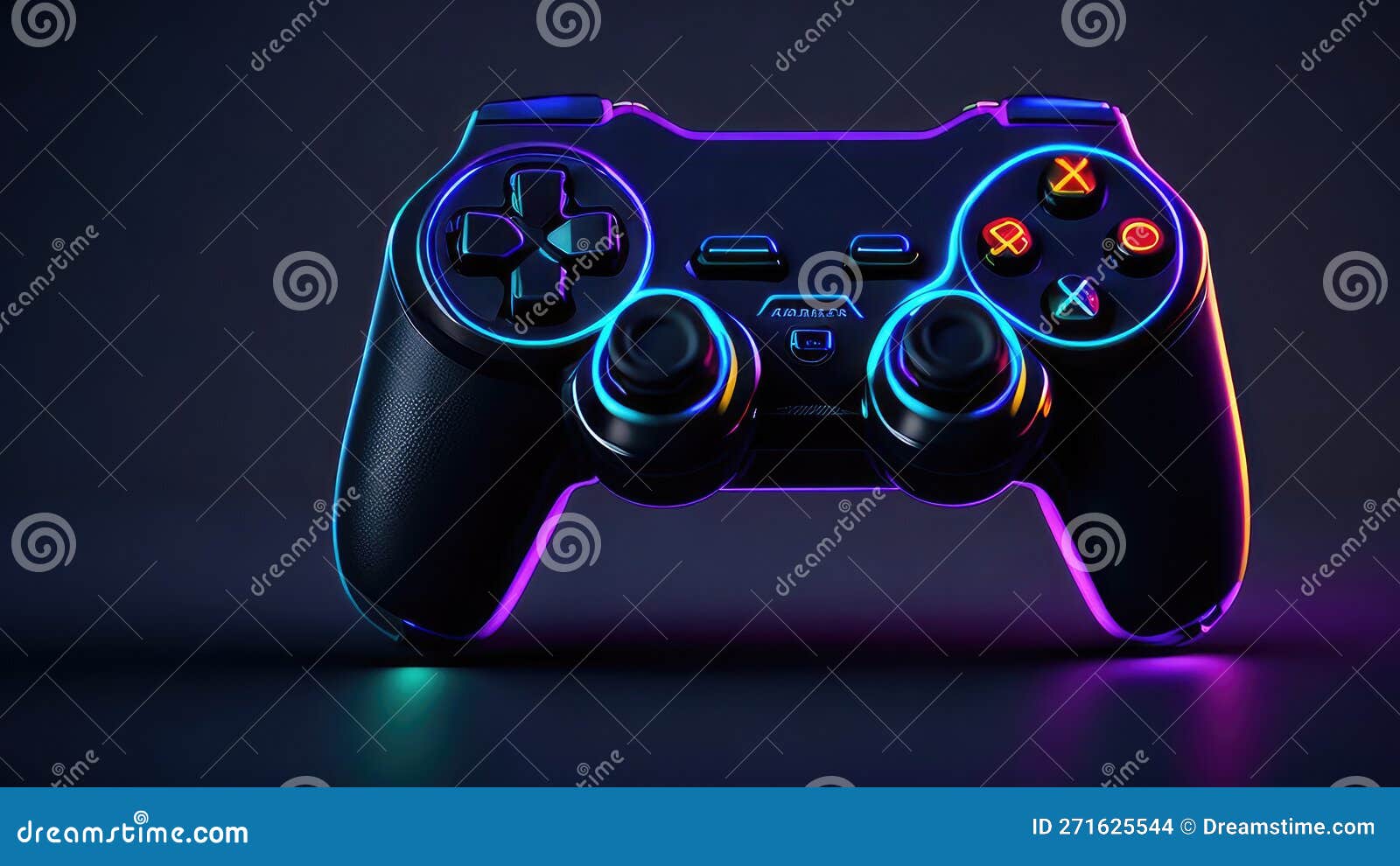 Video Game Controller in Neon Light. Generative AI Stock Illustration ...
