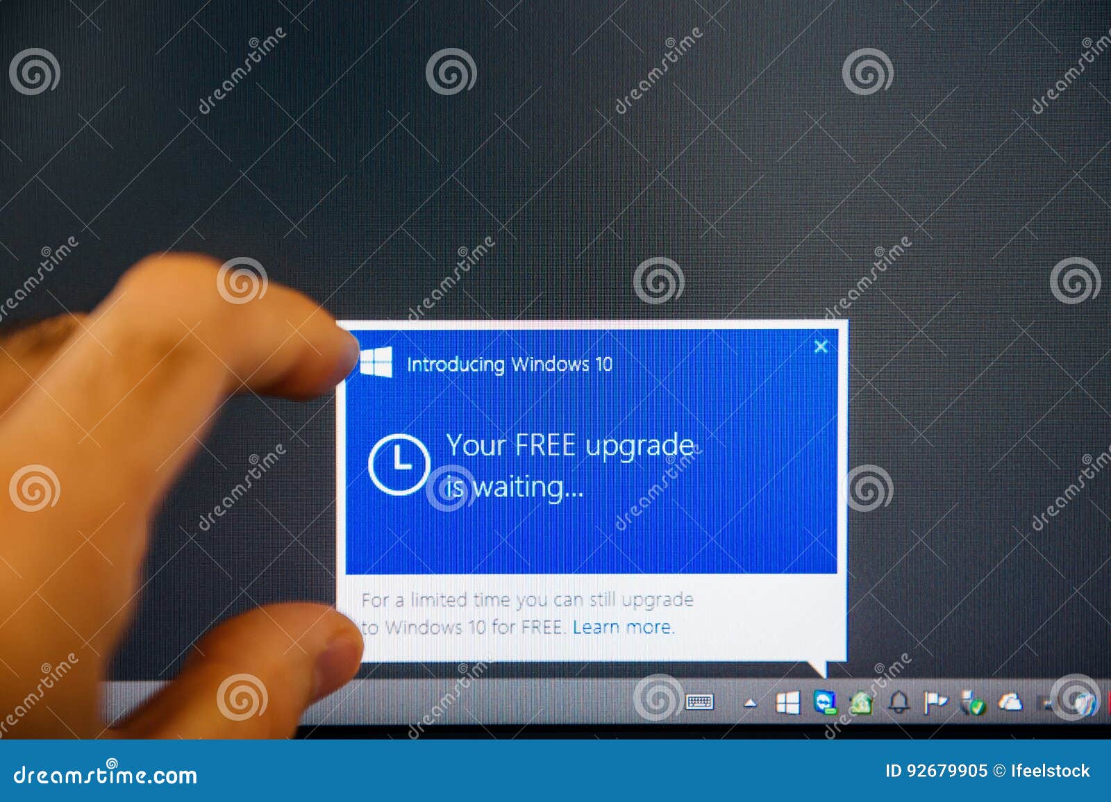 Introducing Windows 10 Message on Computer Display Man Touching ...