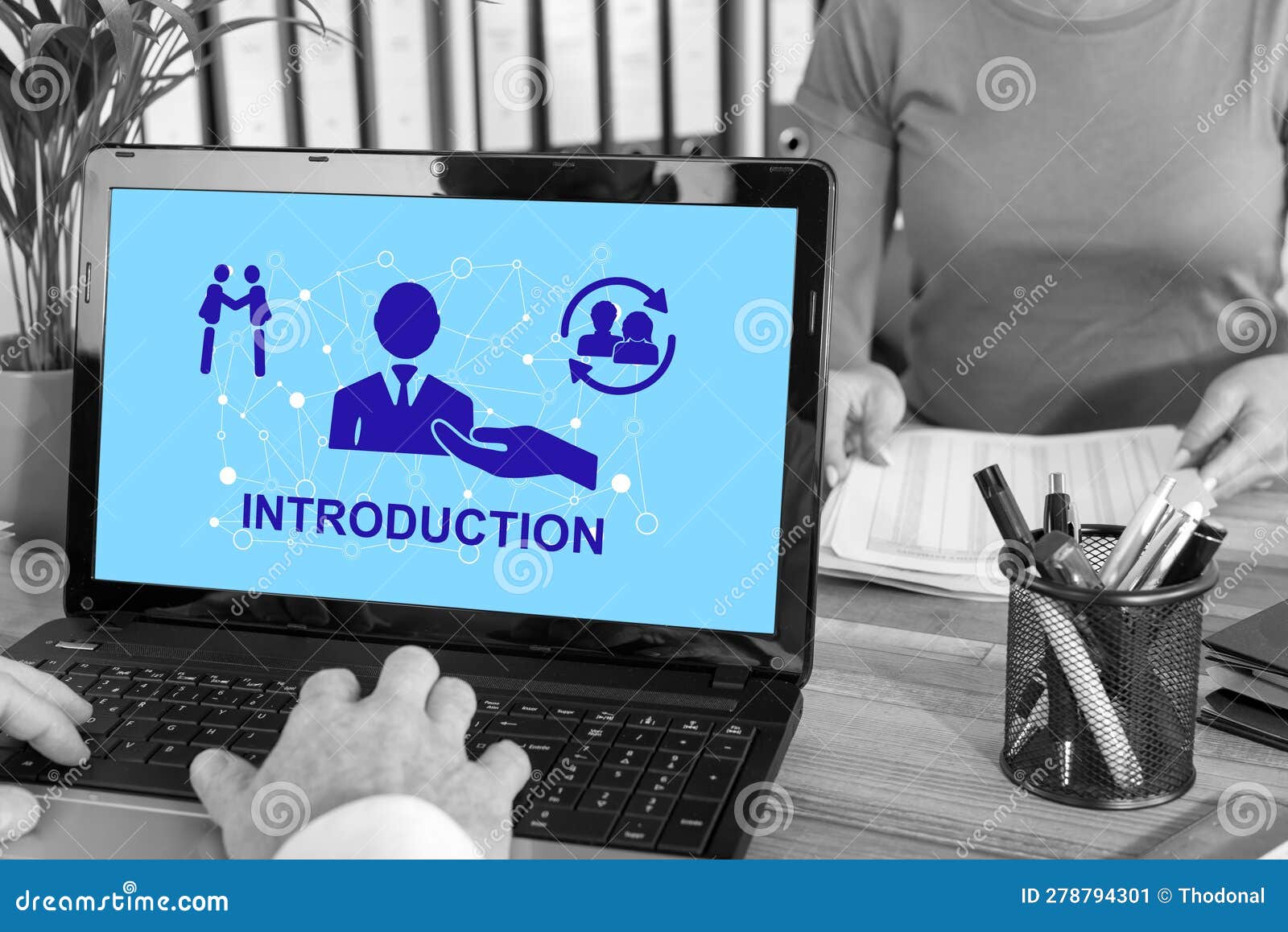 Introduction Concept on a Laptop Stock Image - Image of start ...
