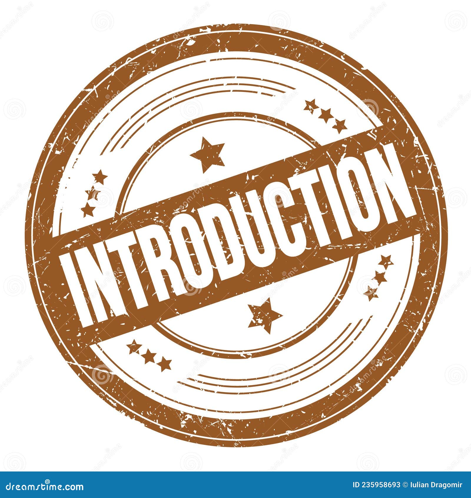 INTRODUCTION Text on Brown Round Grungy Stamp Stock Illustration ...