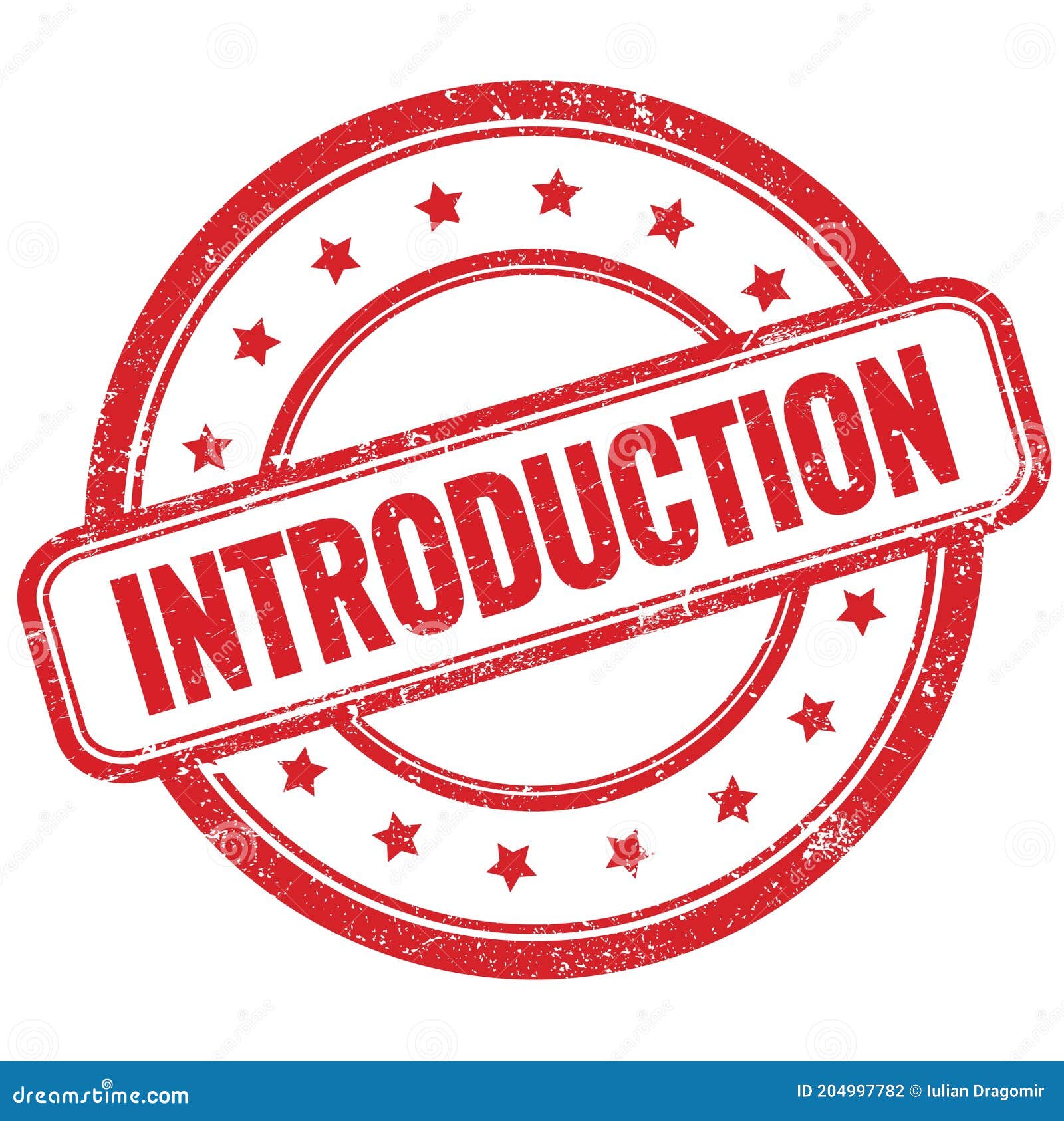 INTRODUCTION Text on Red Grungy Round Rubber Stamp Stock Illustration ...