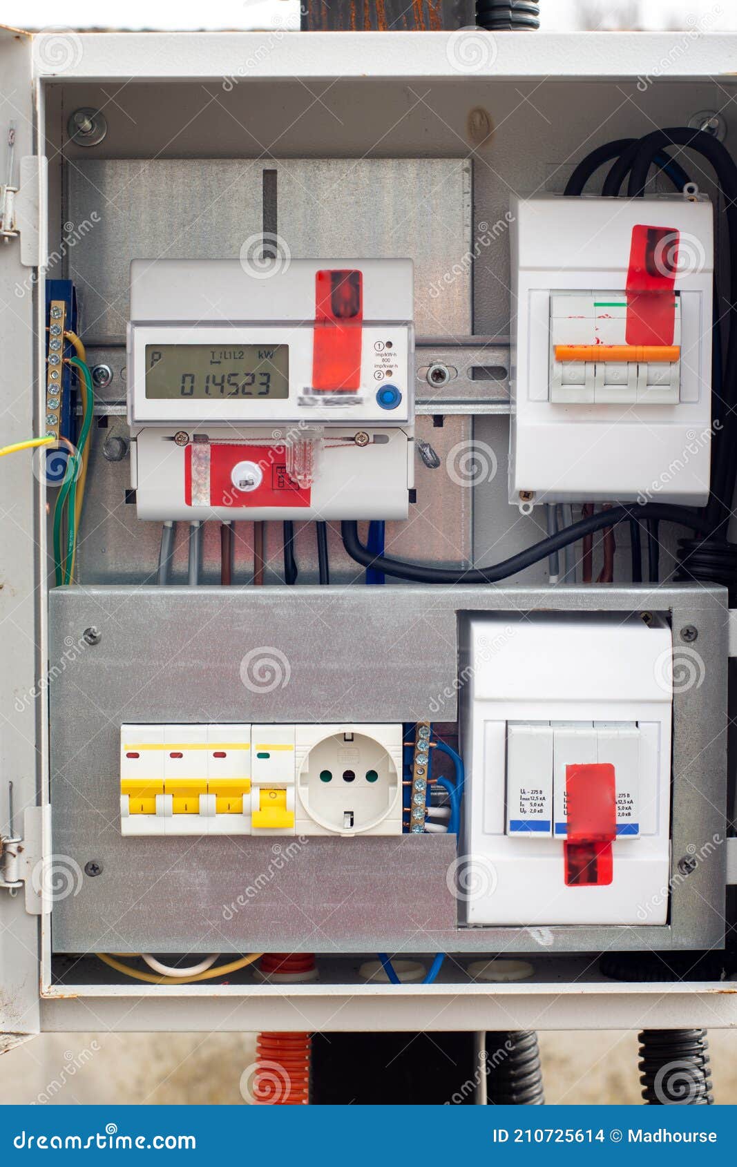 Introductory Machine And Electric Energy Meter In A Dashboard On A Pole ...
