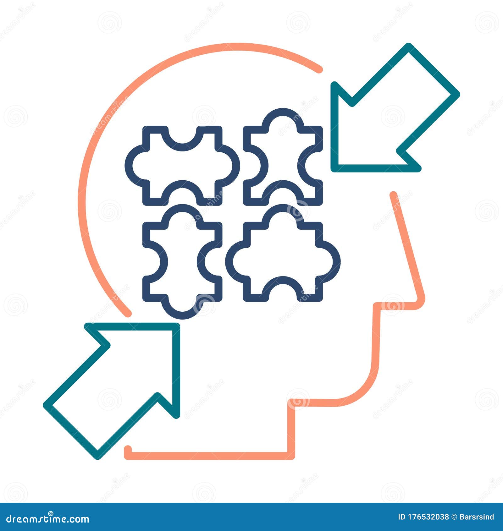 Introspection Observation And Meditation Thin Line Vector Icon Stock