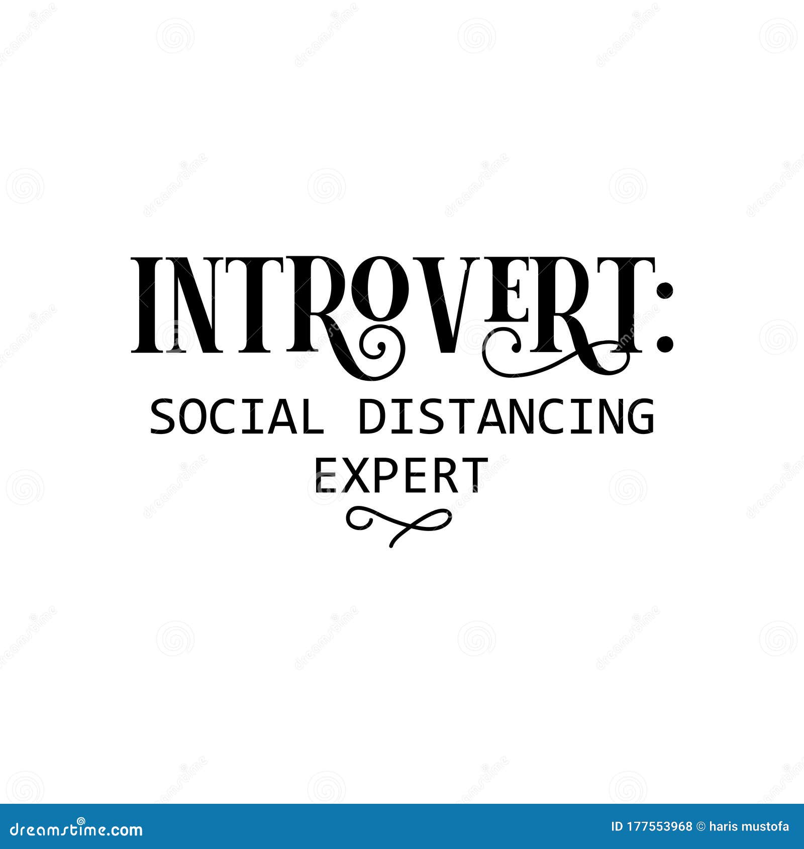 Introvert Quote Lettering Typography Stock Illustration - Illustration ...