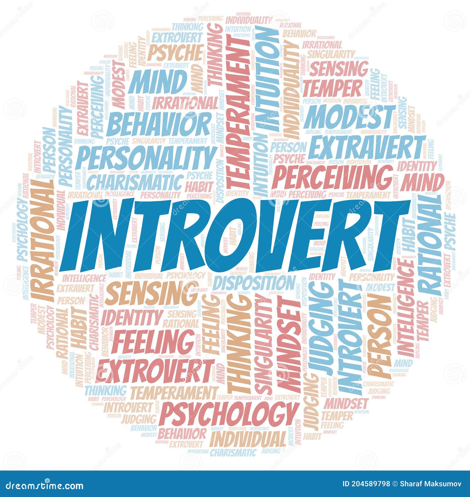 Introvert Typography Word Cloud Create with the Text only. Stock ...