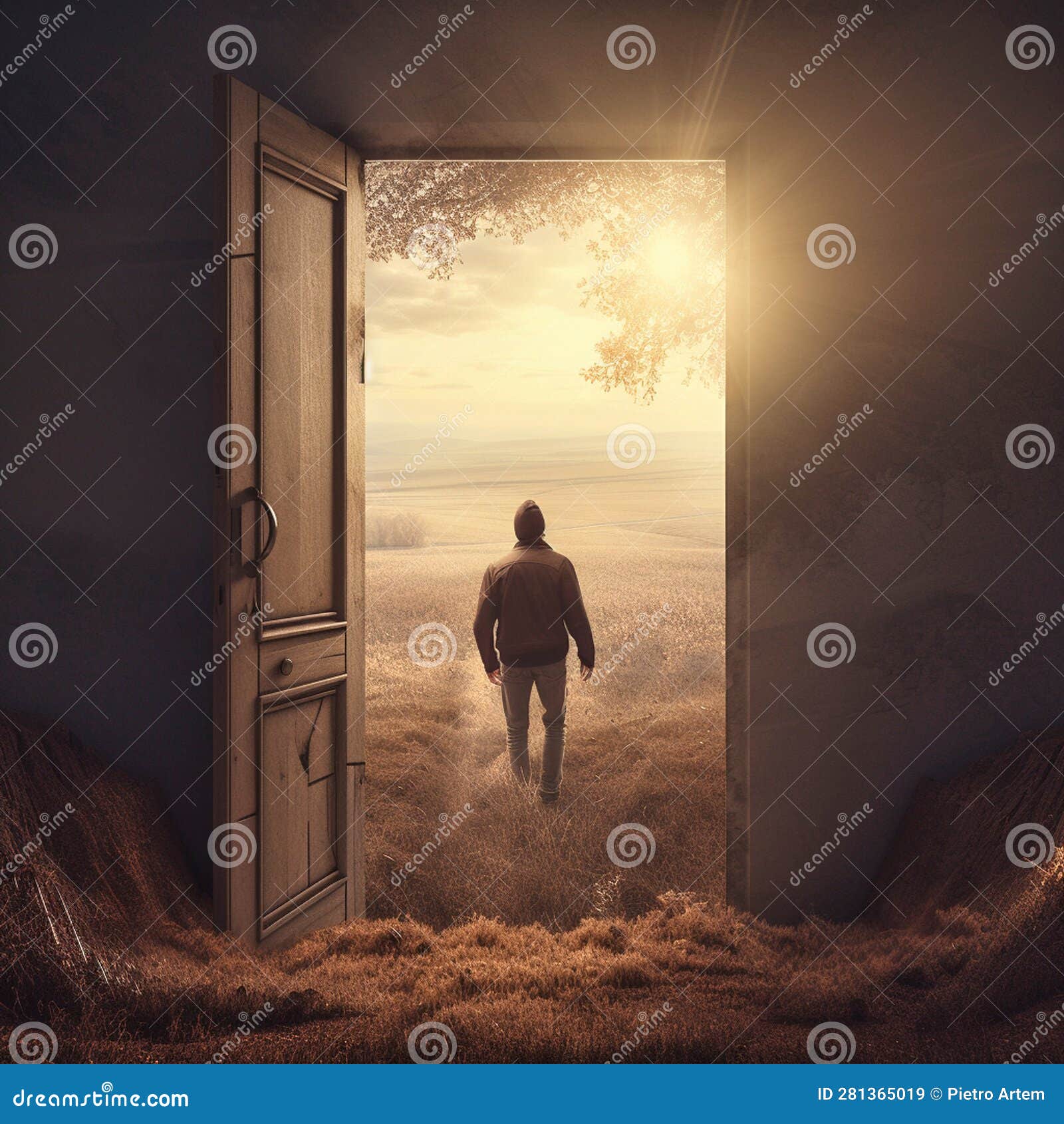 The Introverts Path To Self-discovery Man Opening, Generative AI Stock ...