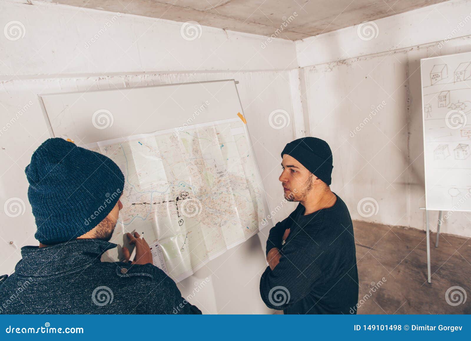 Gangsters Planning Robbery on Map Stock Photo - Image of mask, concept ...