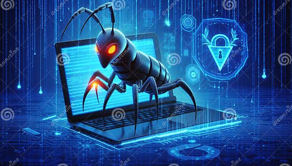 Intrusive Malware Intruding on Digital Security Stock Illustration ...