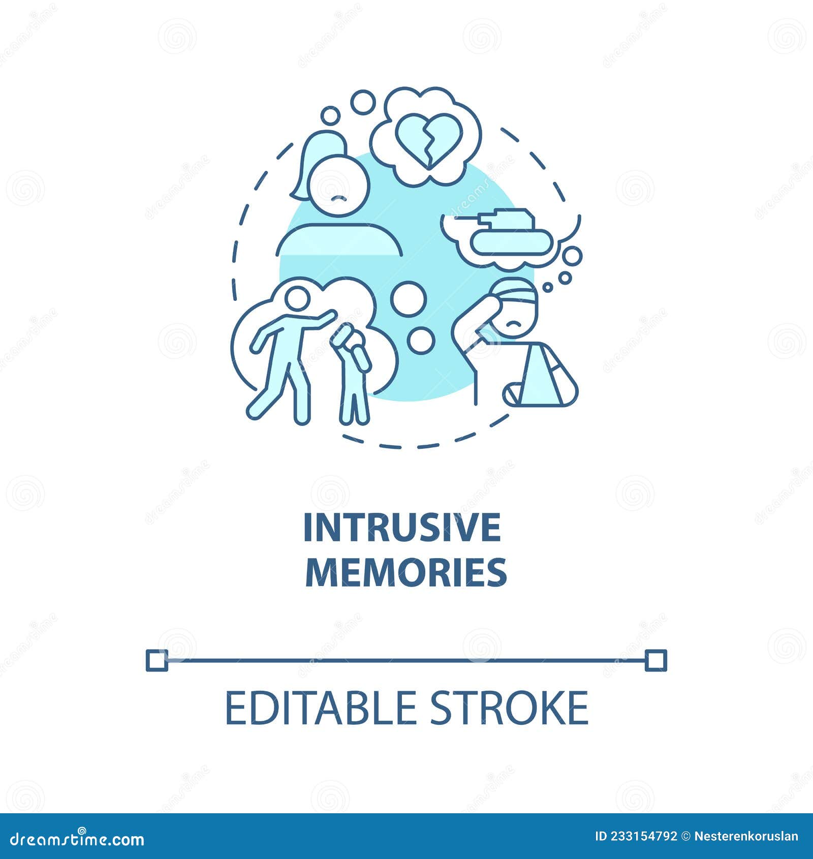 Intrusive Memories Blue Concept Icon Vector Illustration ...
