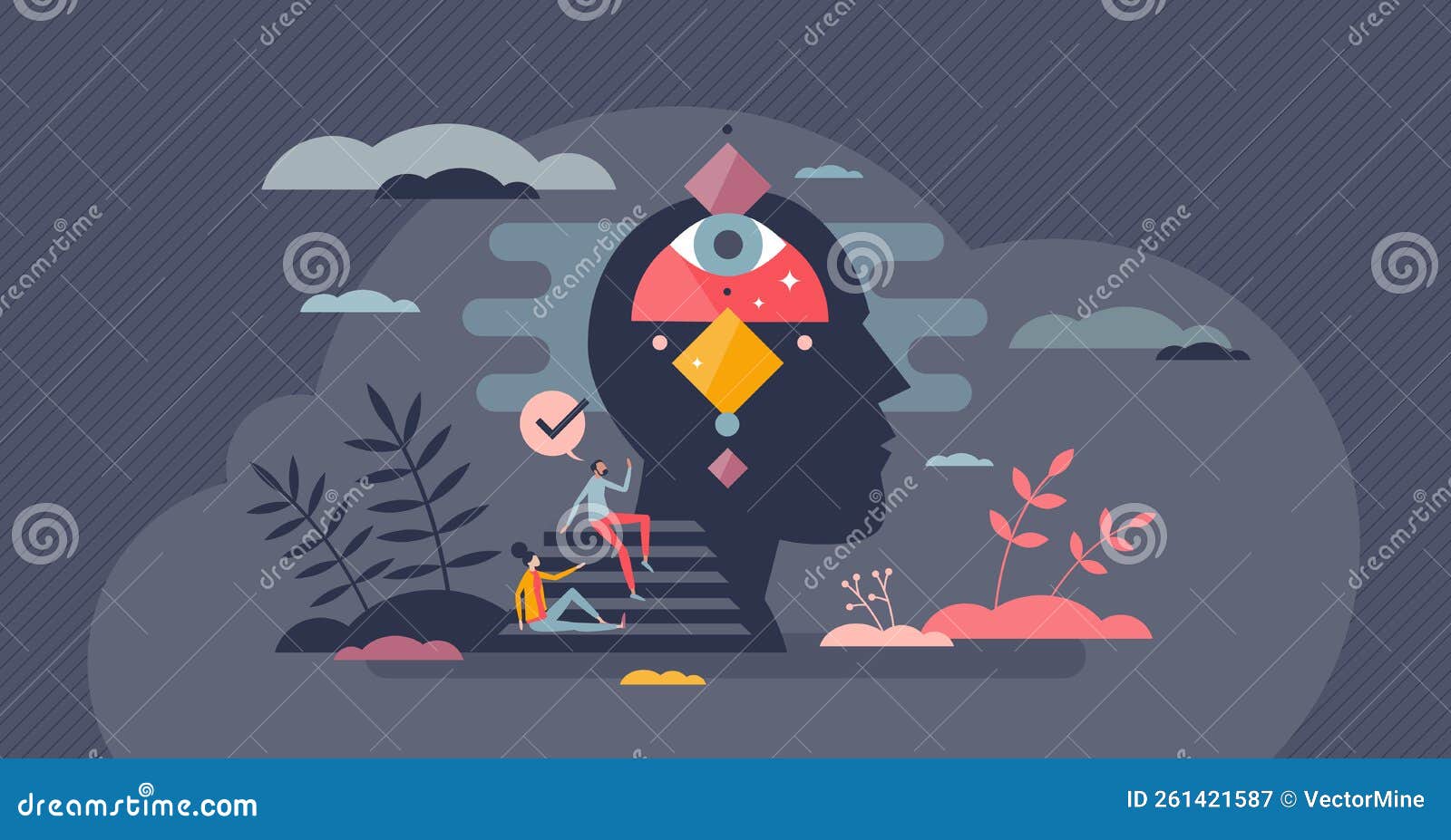 Intuition Knowledge And Smart Mind Thinking Process Tiny Person Concept ...