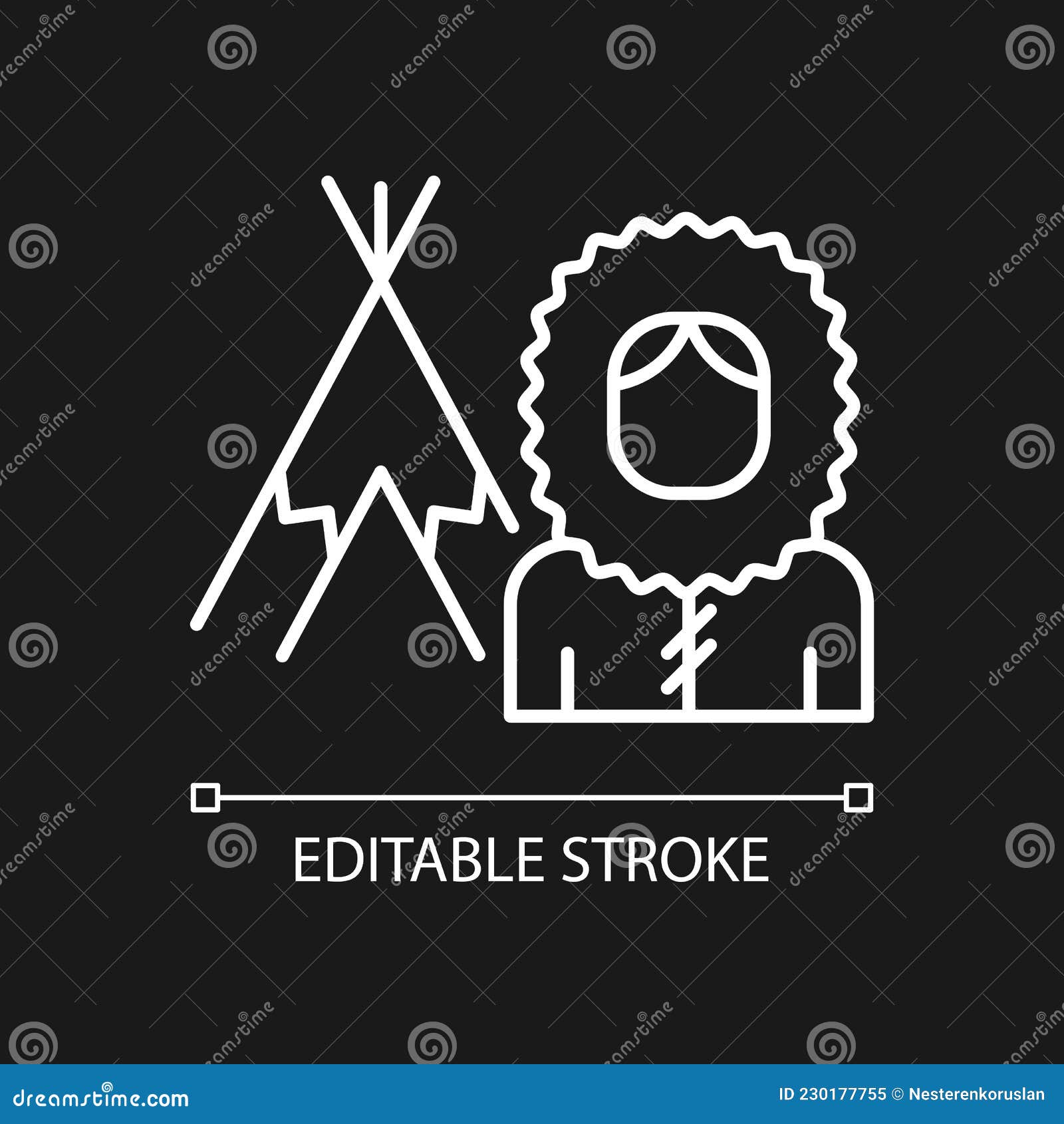 Inuit Population White Linear Icon For Dark Theme Cartoon Vector ...