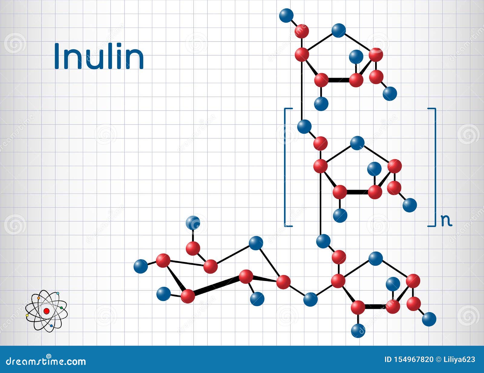 Inulin Molecule. Structural Chemical Formula On The Dark Blue ...
