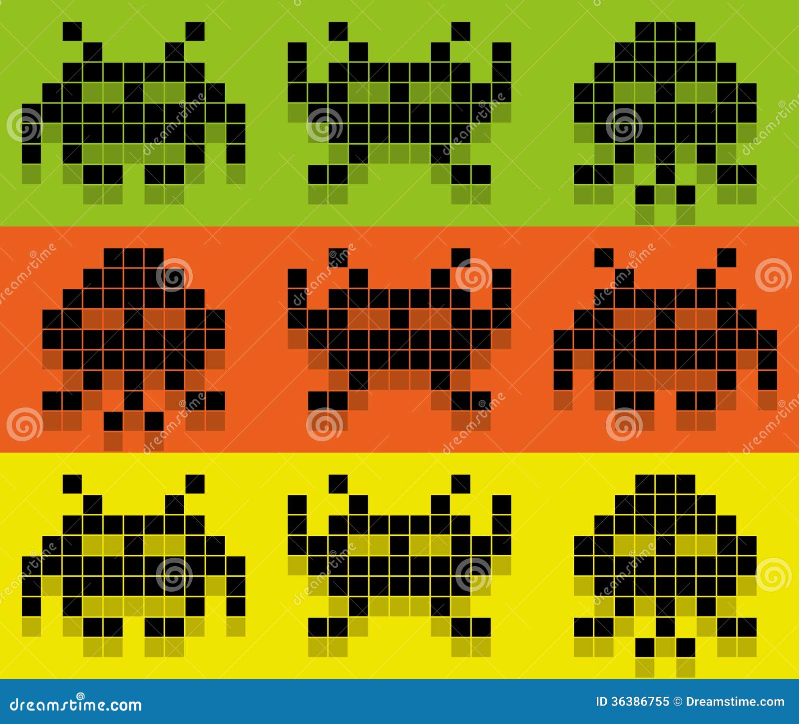 Invaders Style Pix Colored Pattern. Space Invaders Editorial Image ...