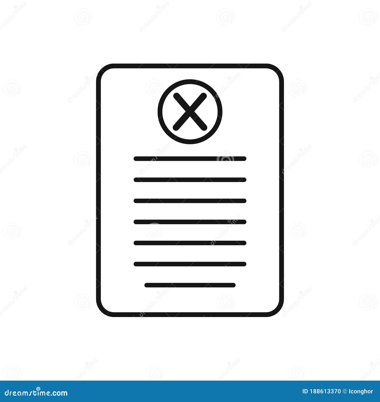 Invalid File, Document Line Icon. Stock Vector - Illustration of cross ...