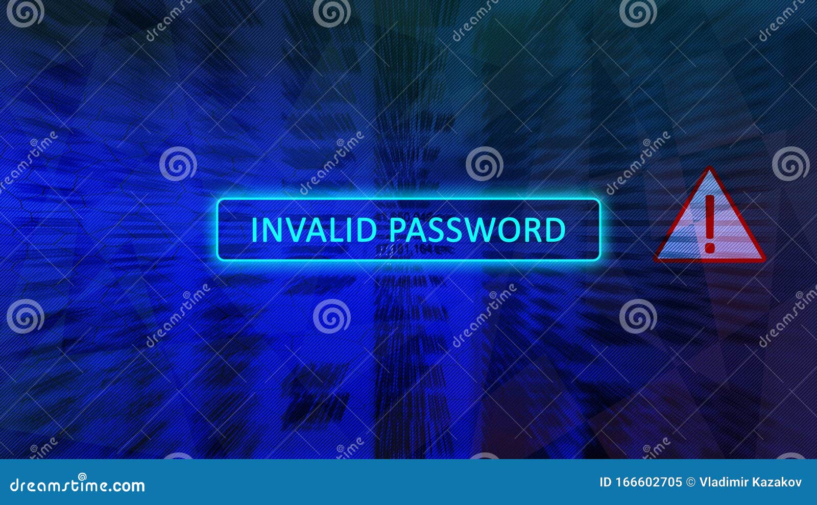 Invalid Password Concept Screen with Text in the Center and an ...