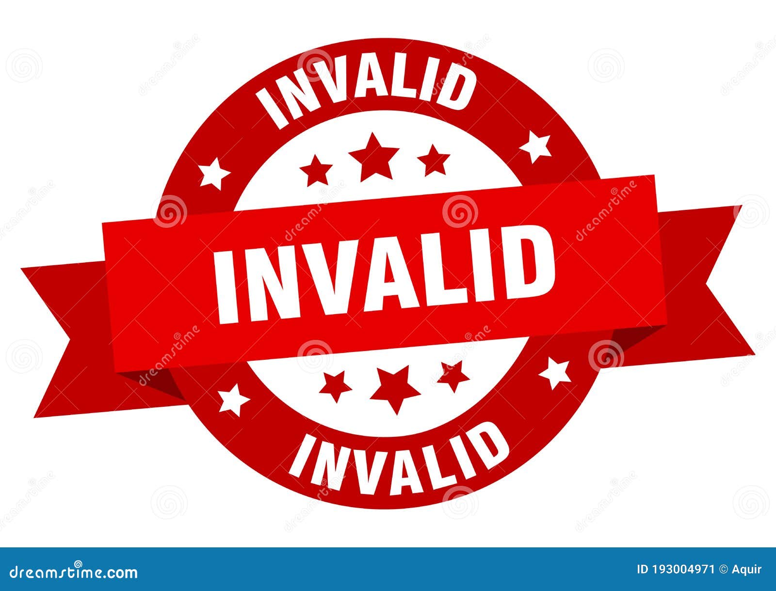 Invalid Round Ribbon Isolated Label. Invalid Sign Stock Vector ...