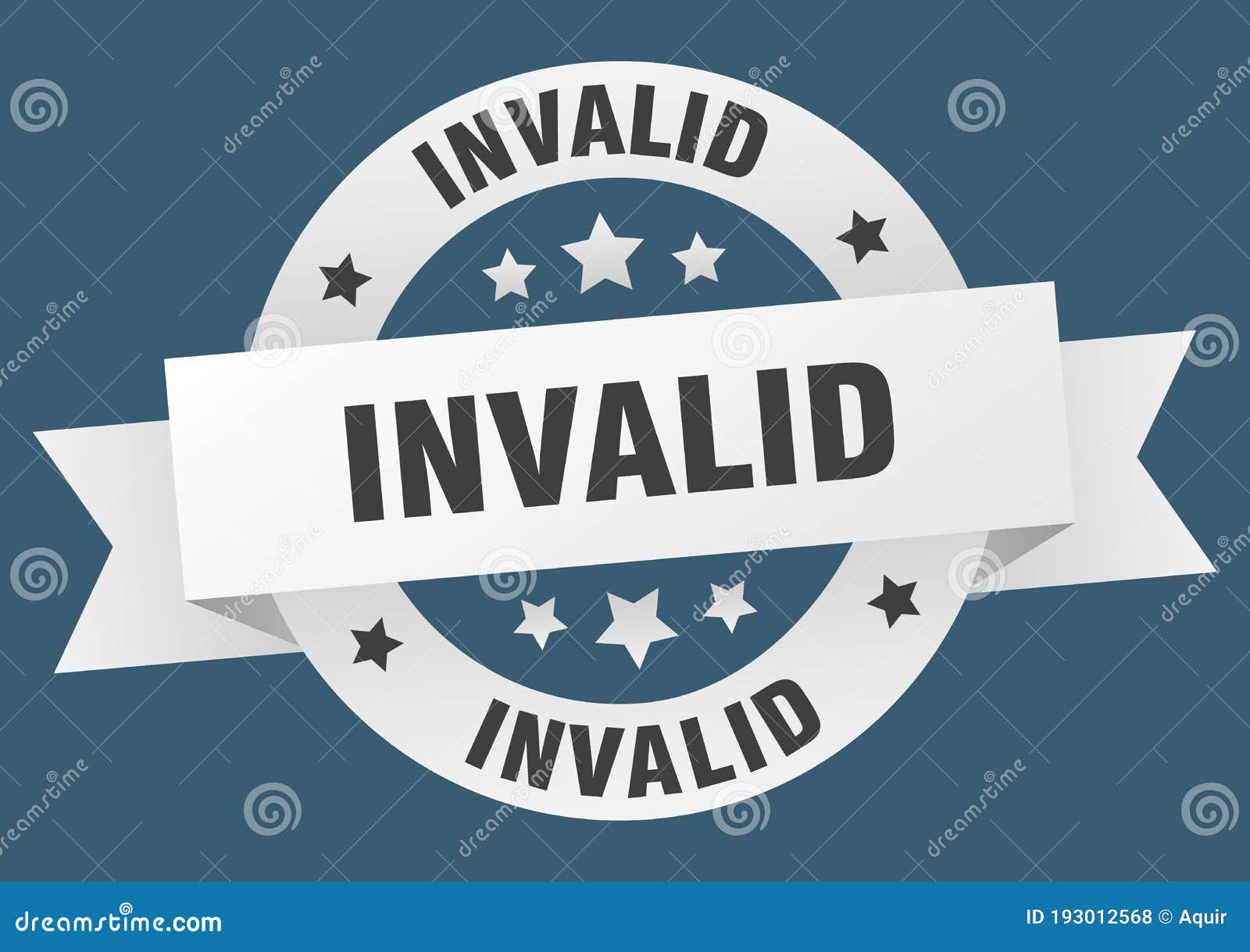 Invalid Round Ribbon Isolated Label. Invalid Sign Stock Vector ...