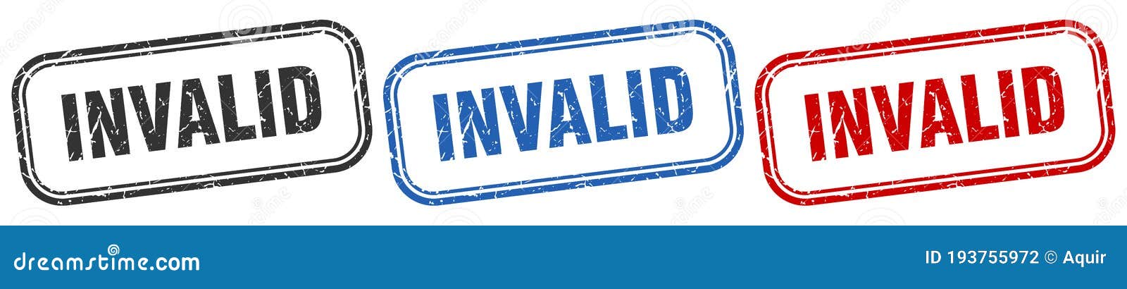 Invalid Square Isolated Sign Set. Invalid Stamp Stock Vector ...