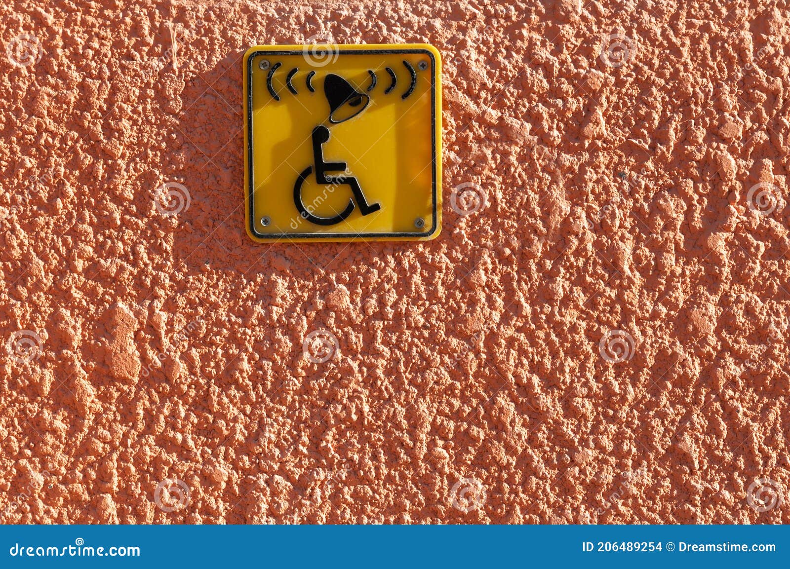 Invalid on Wheelchair and Ring Bell Sign on the Wall. Disabled People ...