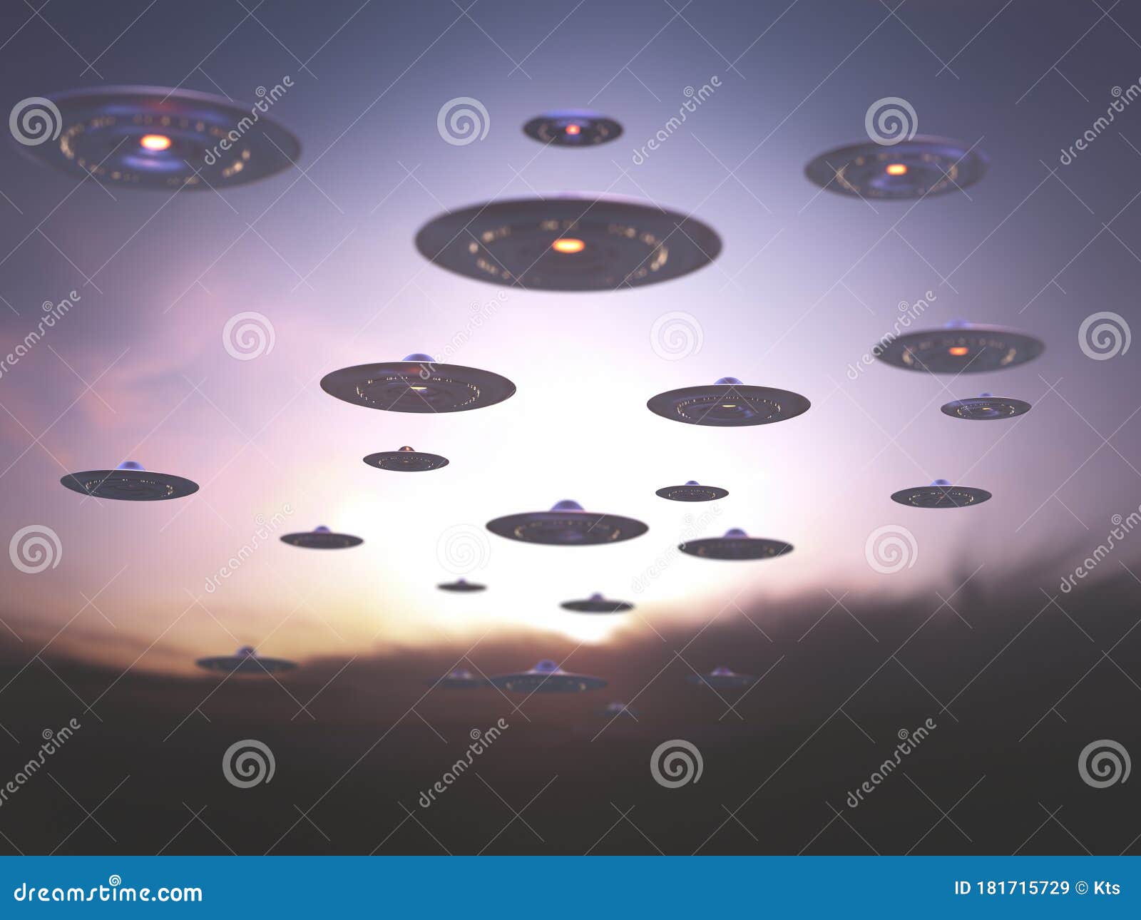 Invasion Unidentified Flying Objects UFO Stock Illustration ...
