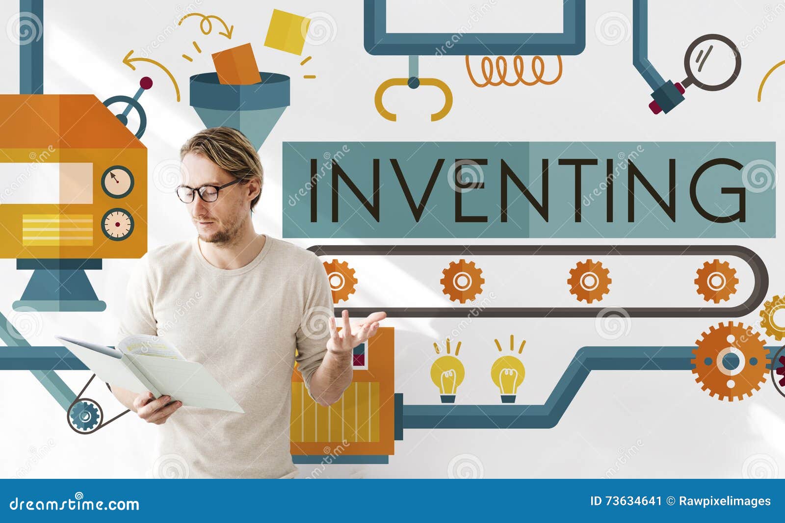 Inventing Innovation Create Creative Process Concept Stock Illustration ...