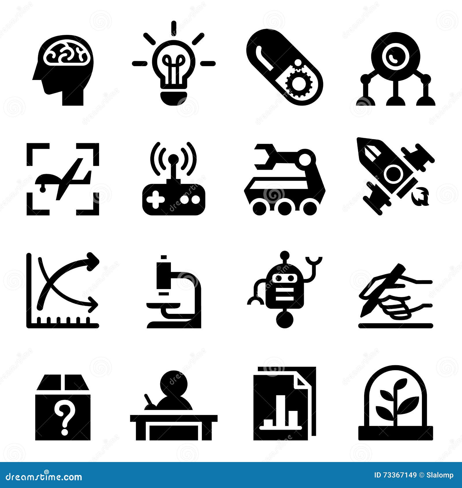 Invention & Research Icon Set Stock Illustration - Illustration of ...