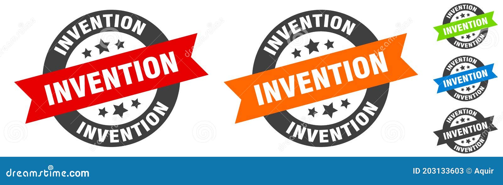 Invention Stamp. Invention Round Ribbon Sticker. Tag Stock Vector ...