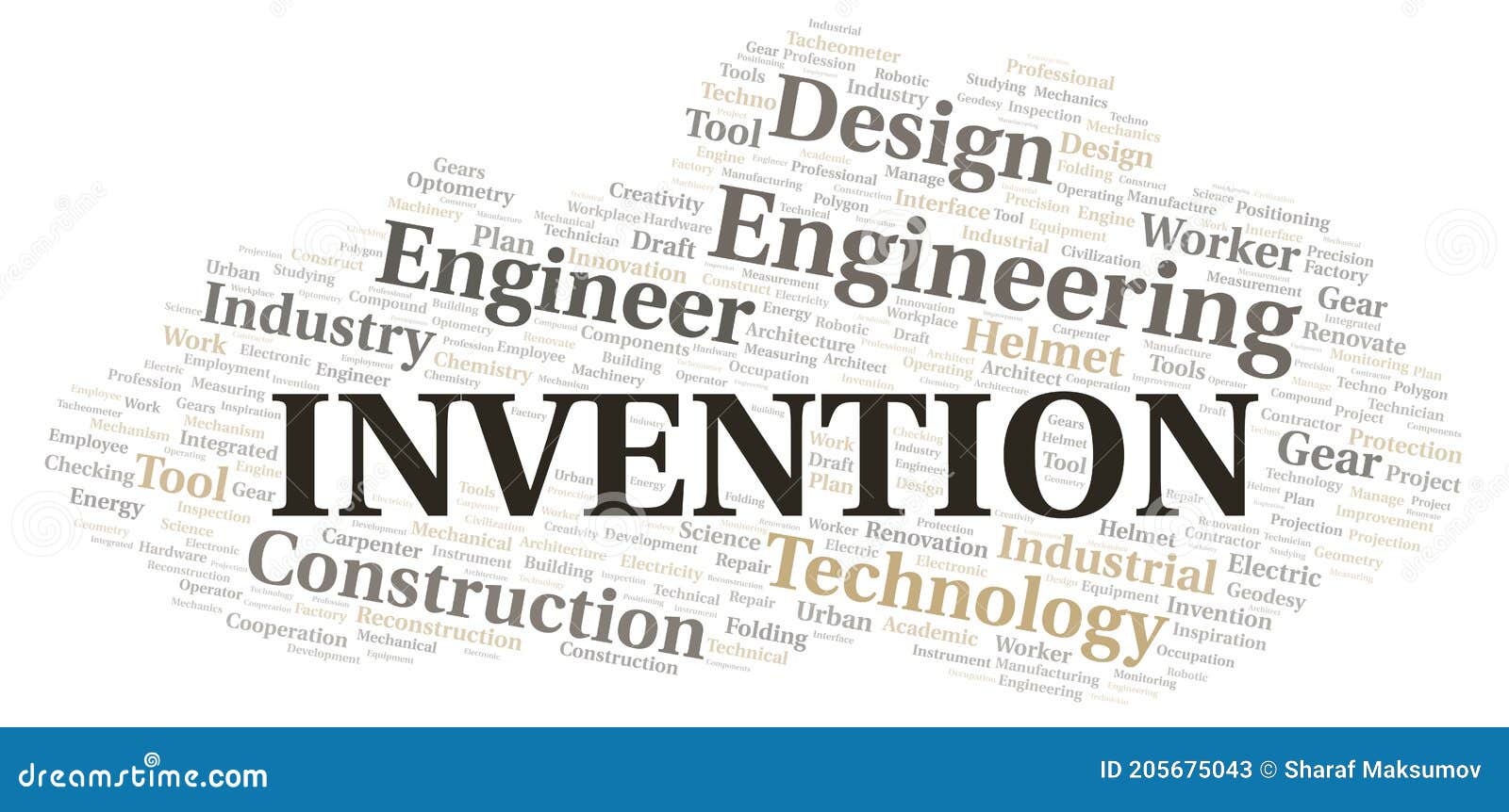 Invention Typography Word Cloud Create with the Text only Stock ...