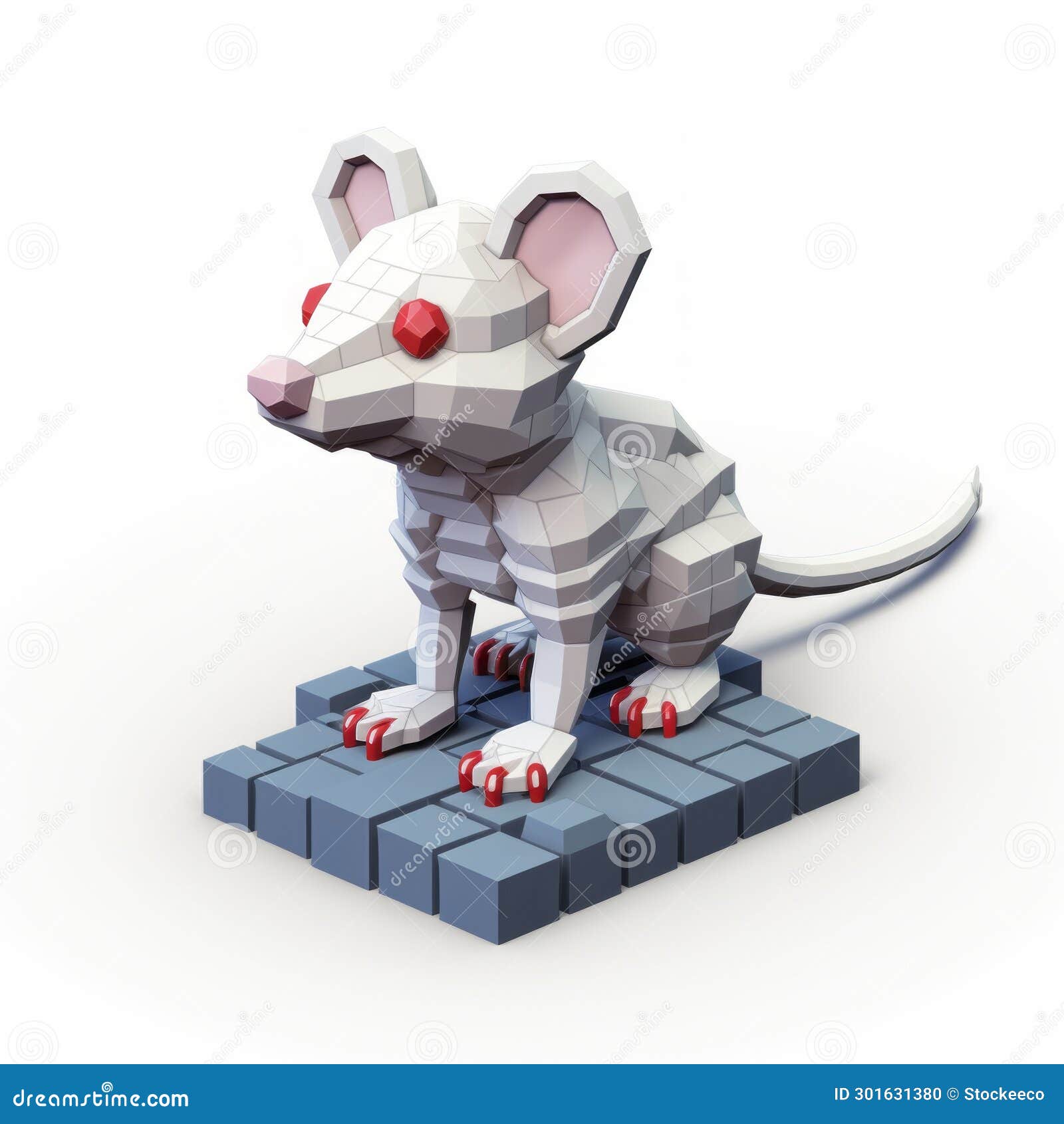 Inventive 3d Graphic of White Mouse on Red Concrete Block Stock ...