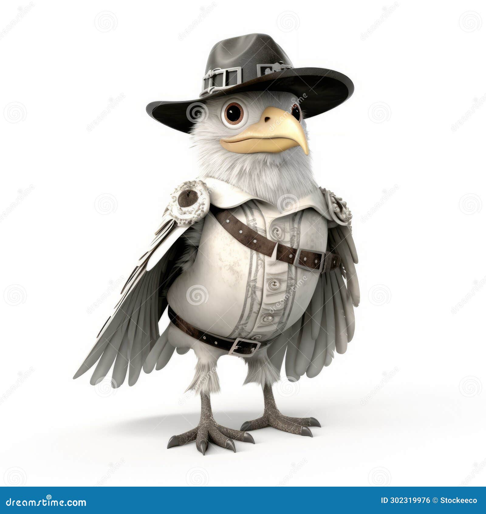Inventive 3d Rendered Eagle Cowboy Character Design on White Background ...
