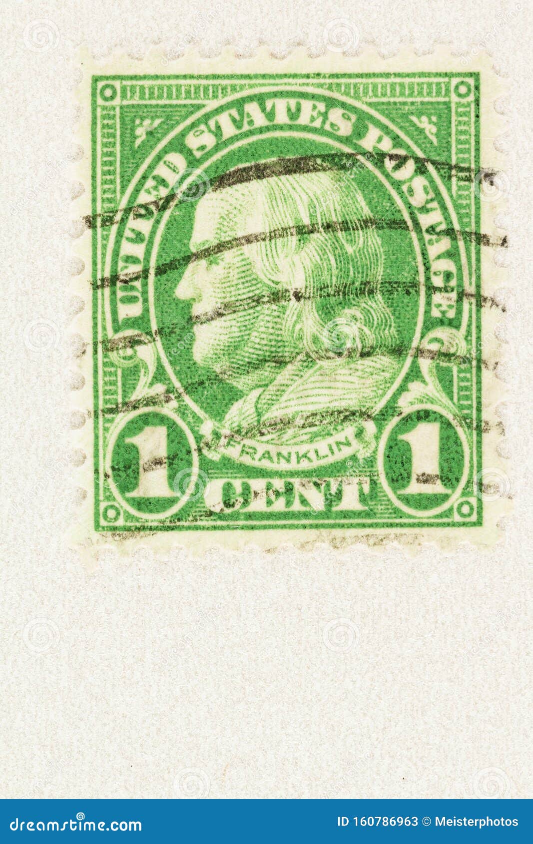 Inventor Benjamin Franklin in Green on Stamp Editorial Stock Photo ...