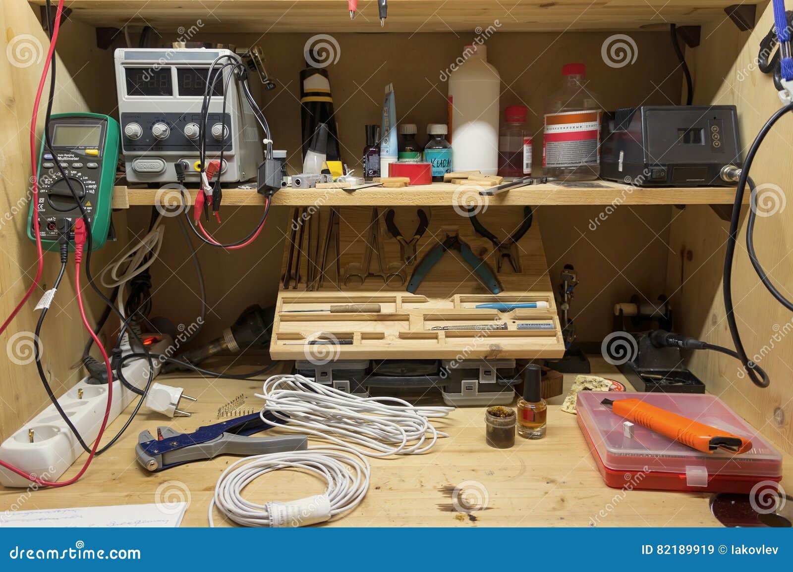 Inventor`s workplace. stock image. Image of multimeter - 82189919