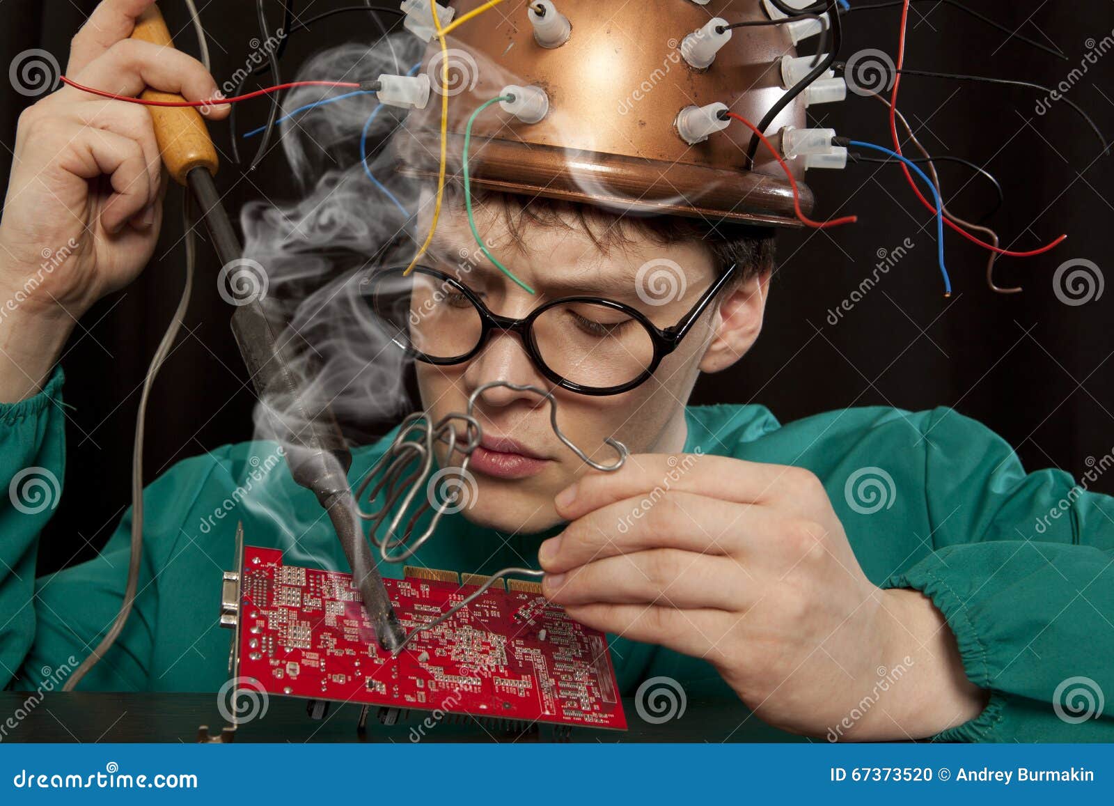 Inventor with Soldering Iron Stock Photo - Image of laboratory ...