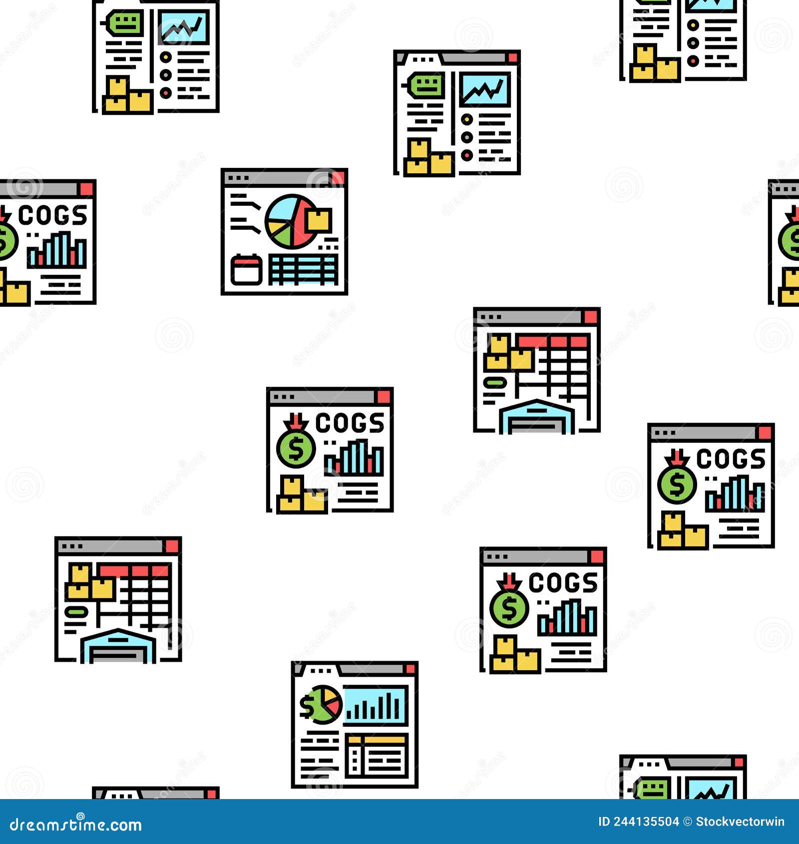 Inventory Analytics and Report Vector Seamless Pattern Stock ...