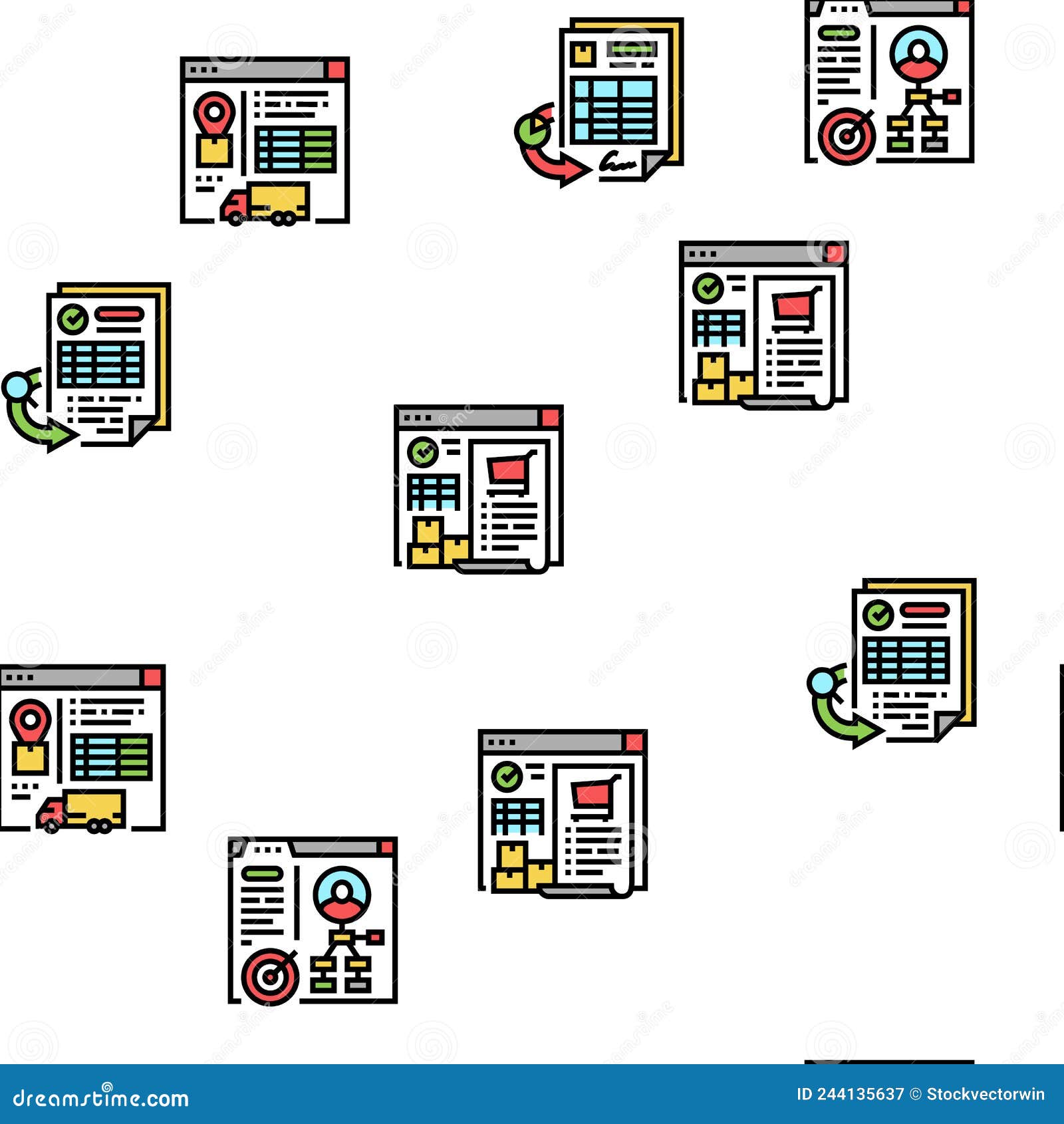 Inventory Analytics and Report Vector Seamless Pattern Stock Vector ...