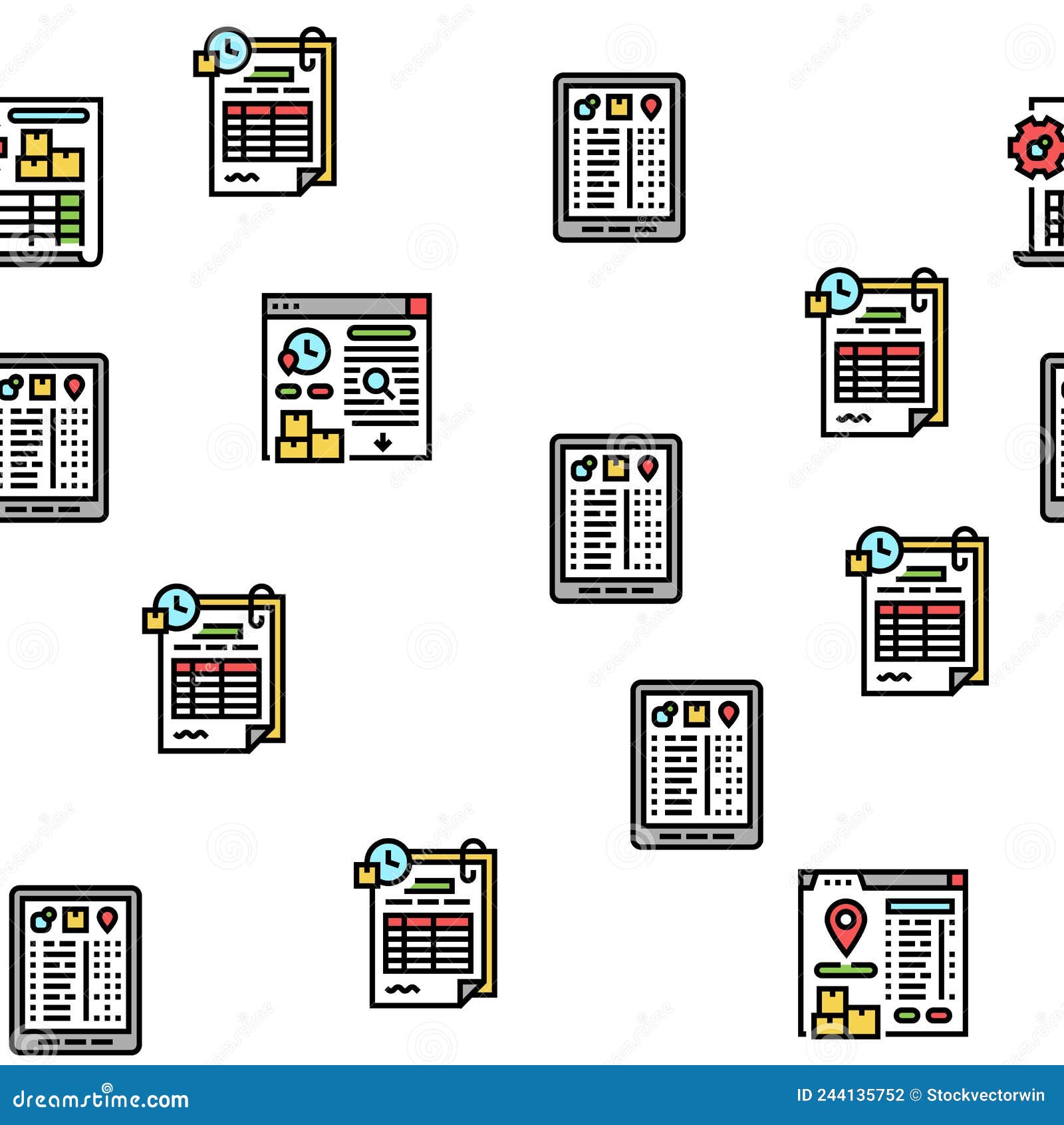 Inventory Analytics and Report Vector Seamless Pattern Stock ...