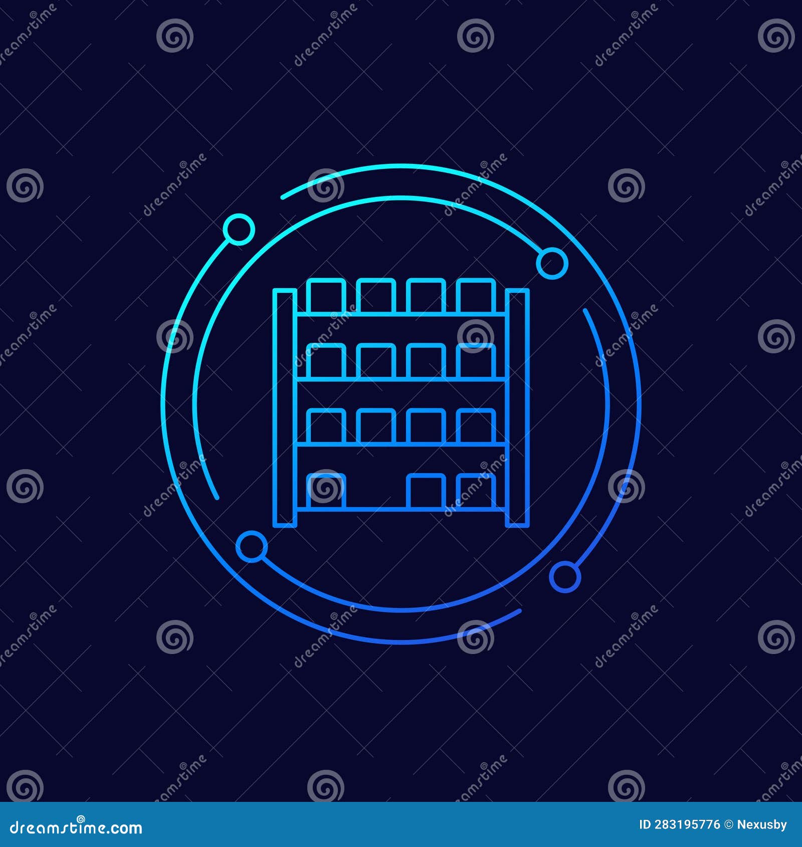 Inventory, Boxes on Shelves in Warehouse Icon Stock Vector ...