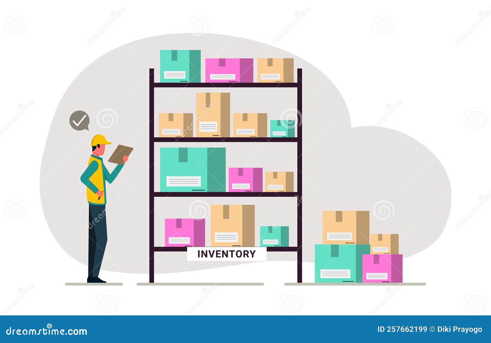 Inventory Control Illustration Concept, Professional Worker is Checking ...