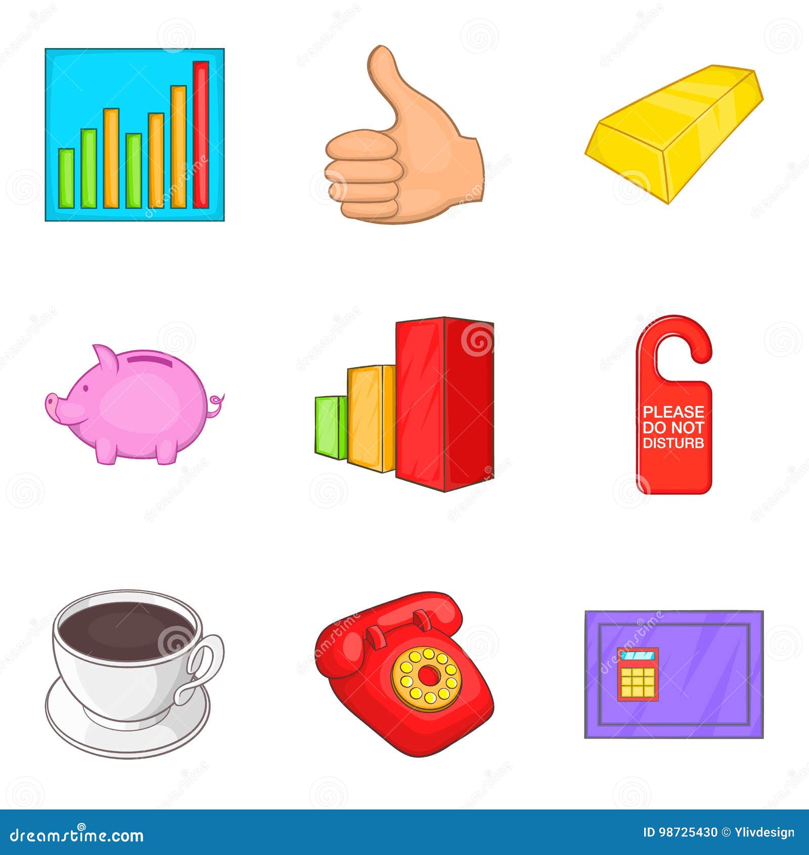 Inventory Icons Set, Cartoon Style Stock Vector - Illustration of ...