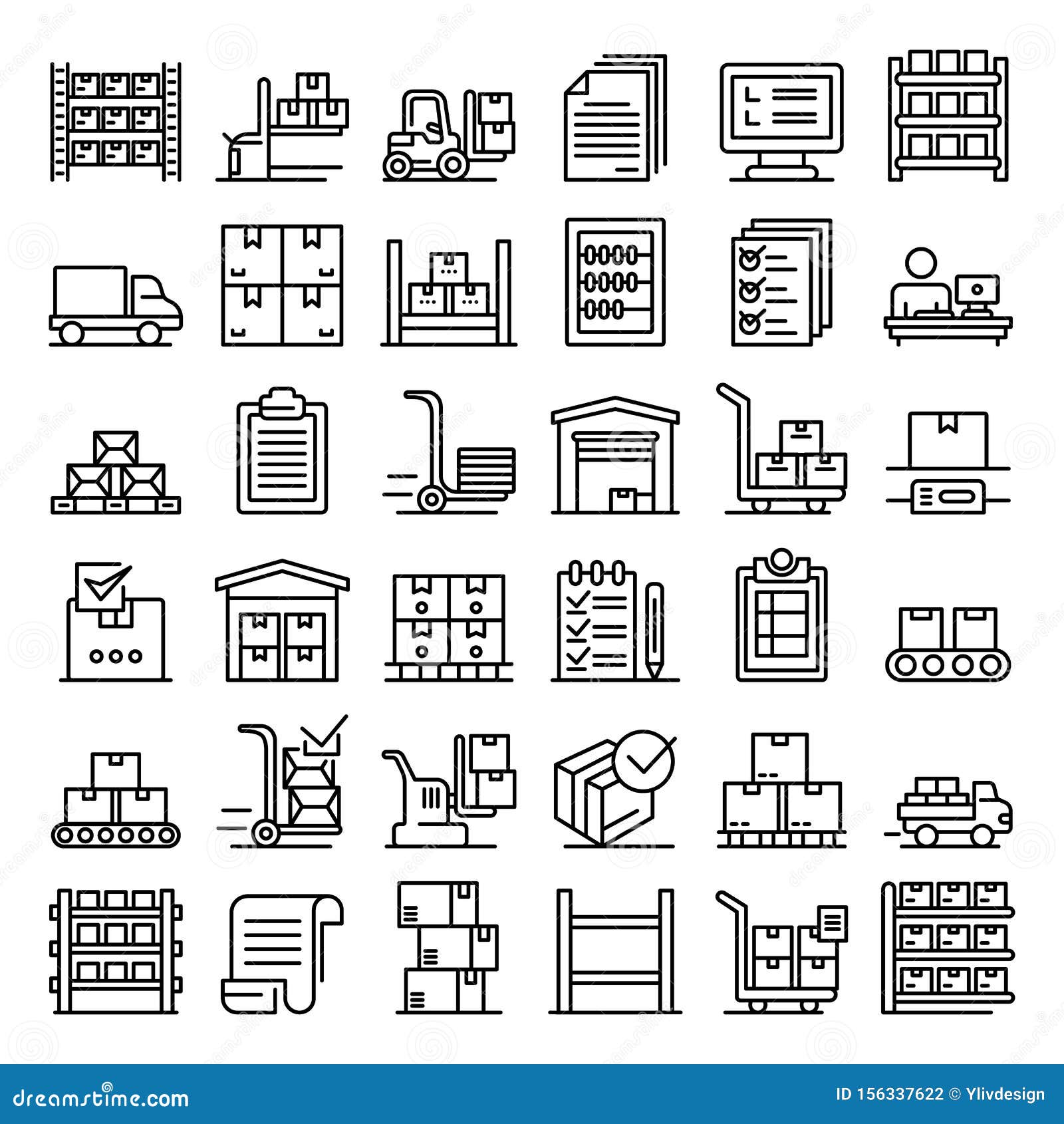 Inventory Icons. Warehouse Manager, Wholesale Stock And Goods Checklist ...