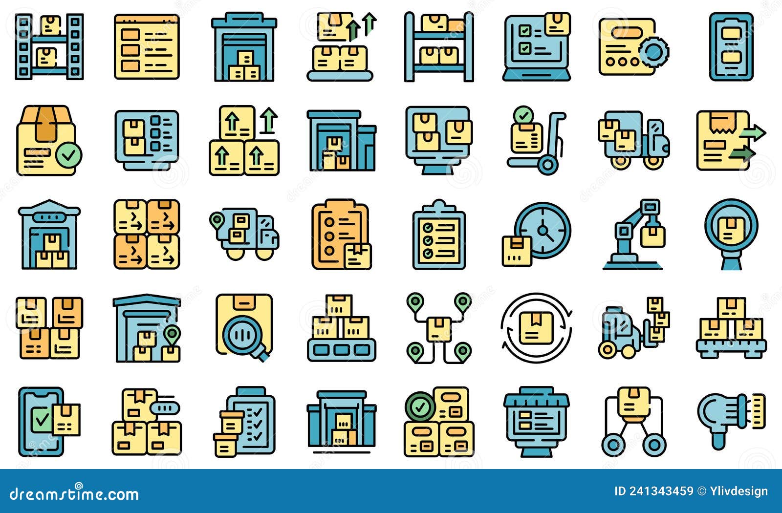 Inventory Optimization Icons Set Vector Flat Stock Vector ...