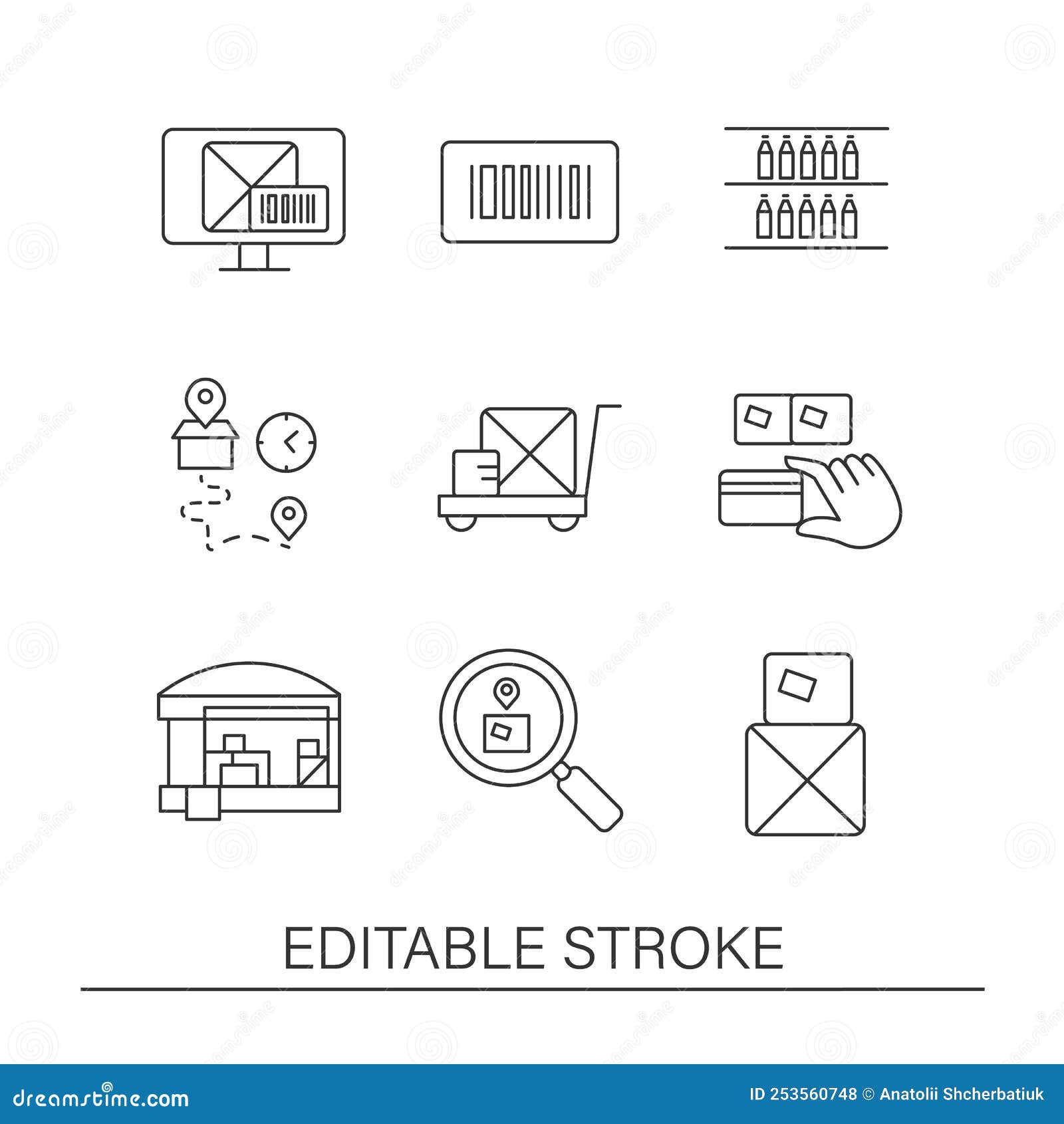 Inventory Tracking Pixel Perfect Linear Icons Set. Warehousing, Goods ...