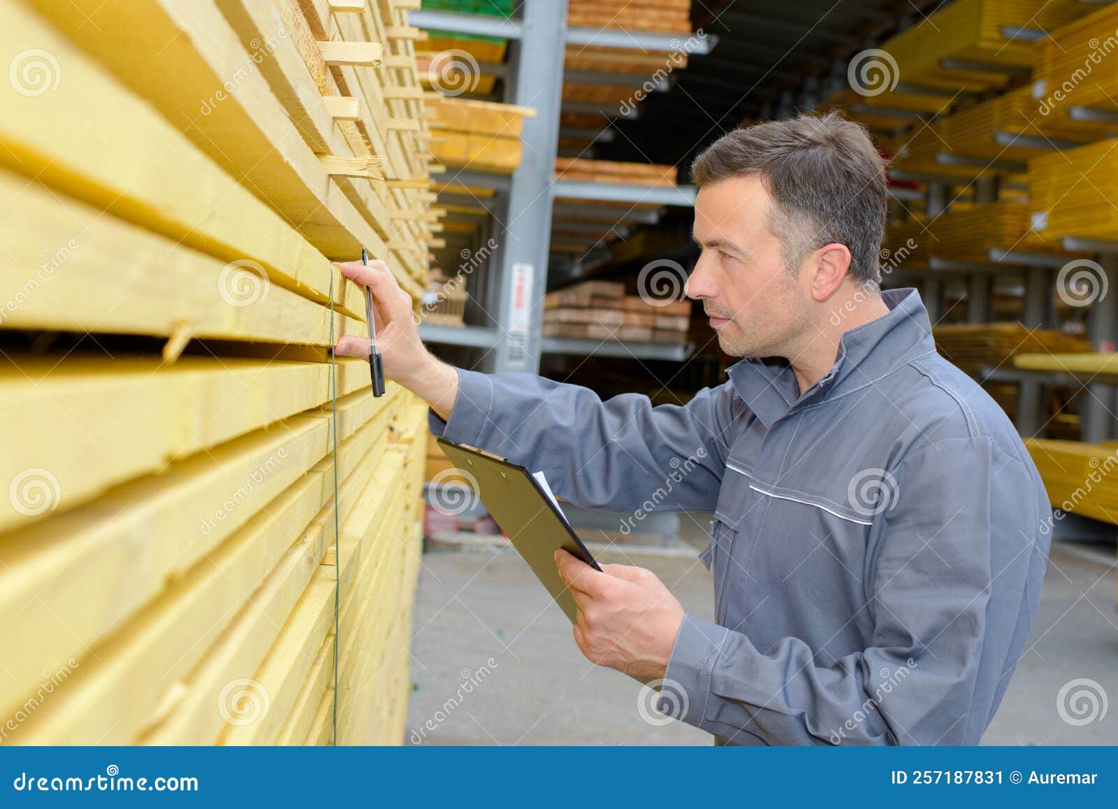 Inventory in Wood Warehouse Stock Image - Image of handsome, airing ...