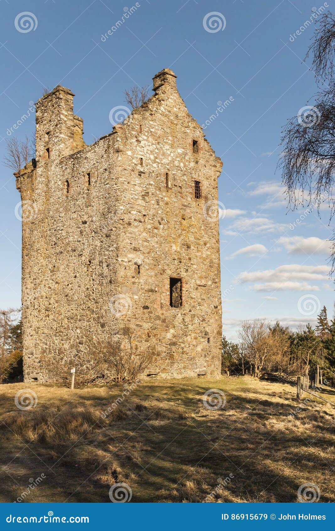 Invermark Castle at Glen Esk in Scotland. Stock Image - Image of ...
