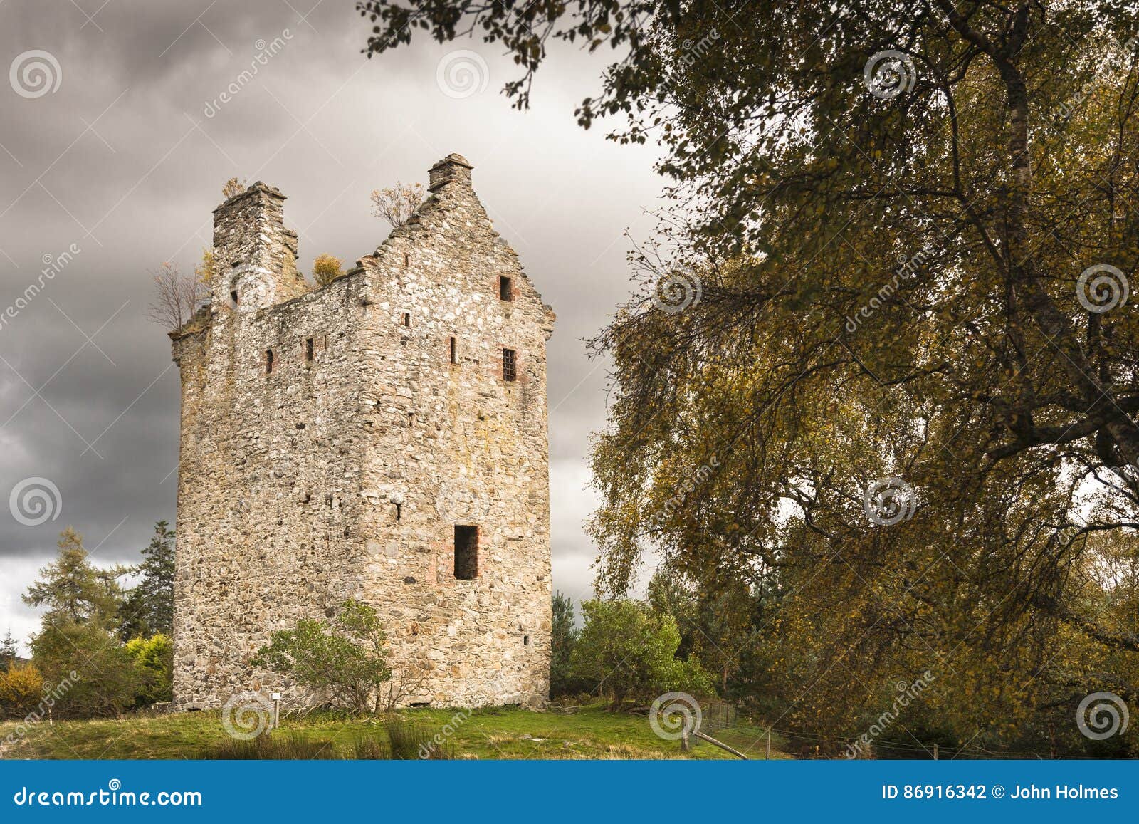 Invermark Castle at Glen Esk in Scotland. Stock Photo - Image of ...